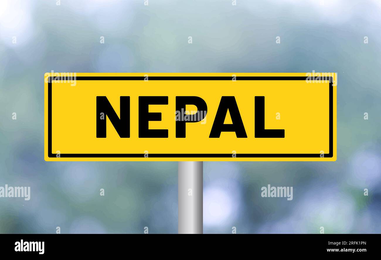 Nepal road sign on blur background Stock Photo - Alamy