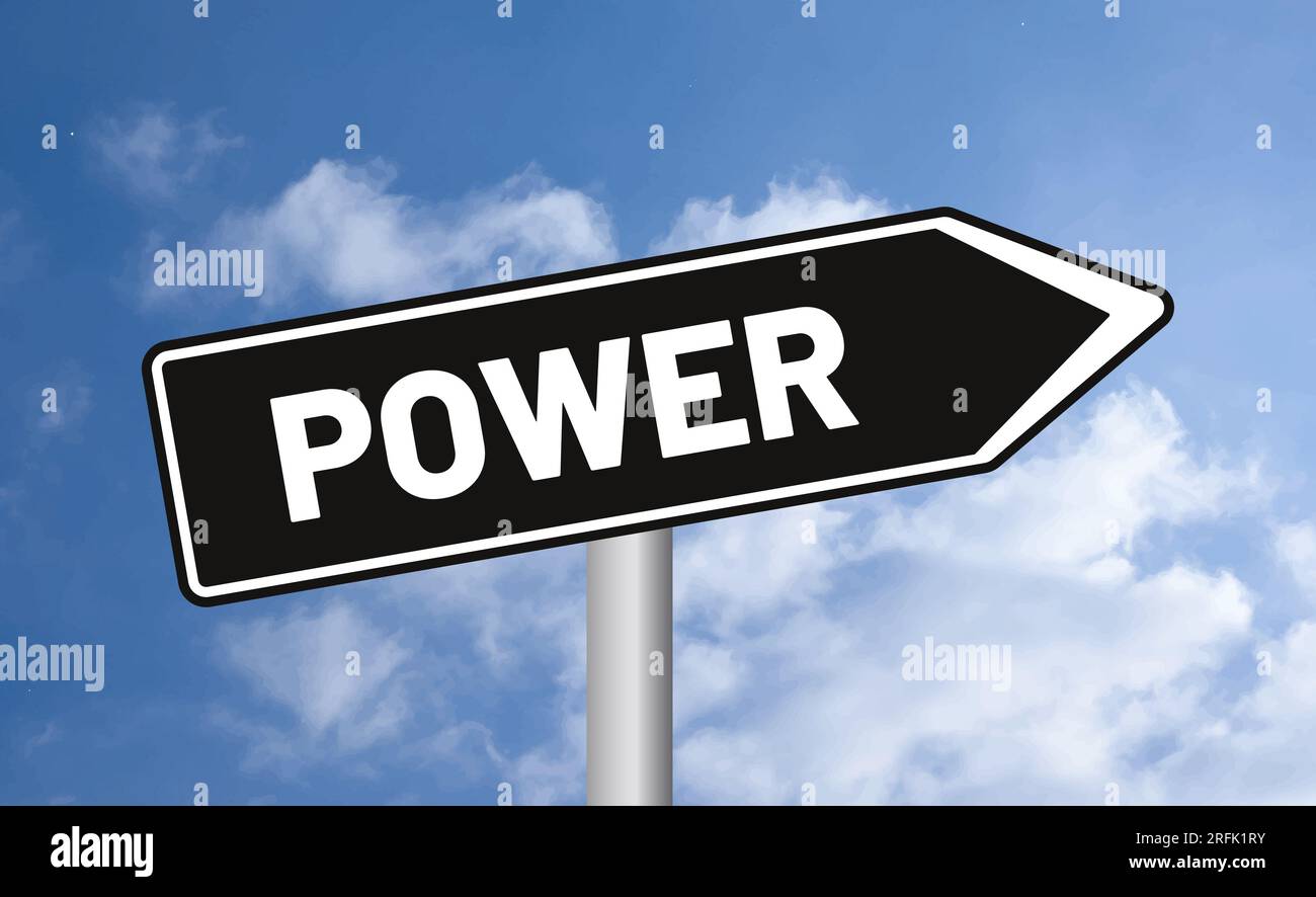 Power road sign on sky background Stock Photo - Alamy