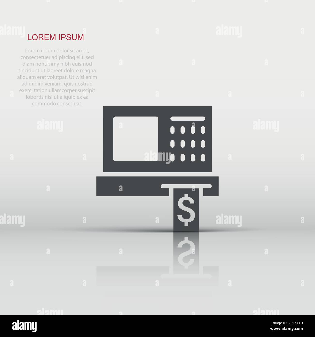 Cash register icon in flat style. Check machine vector illustration on ...