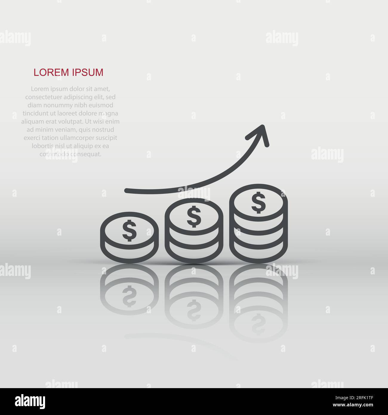 Income rate increase icon in flat style. Finance performance vector ...