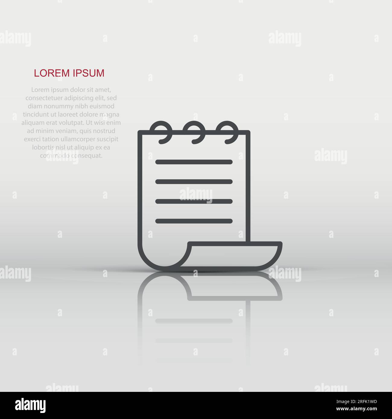 Document note icon in flat style. Paper sheet vector illustration on ...