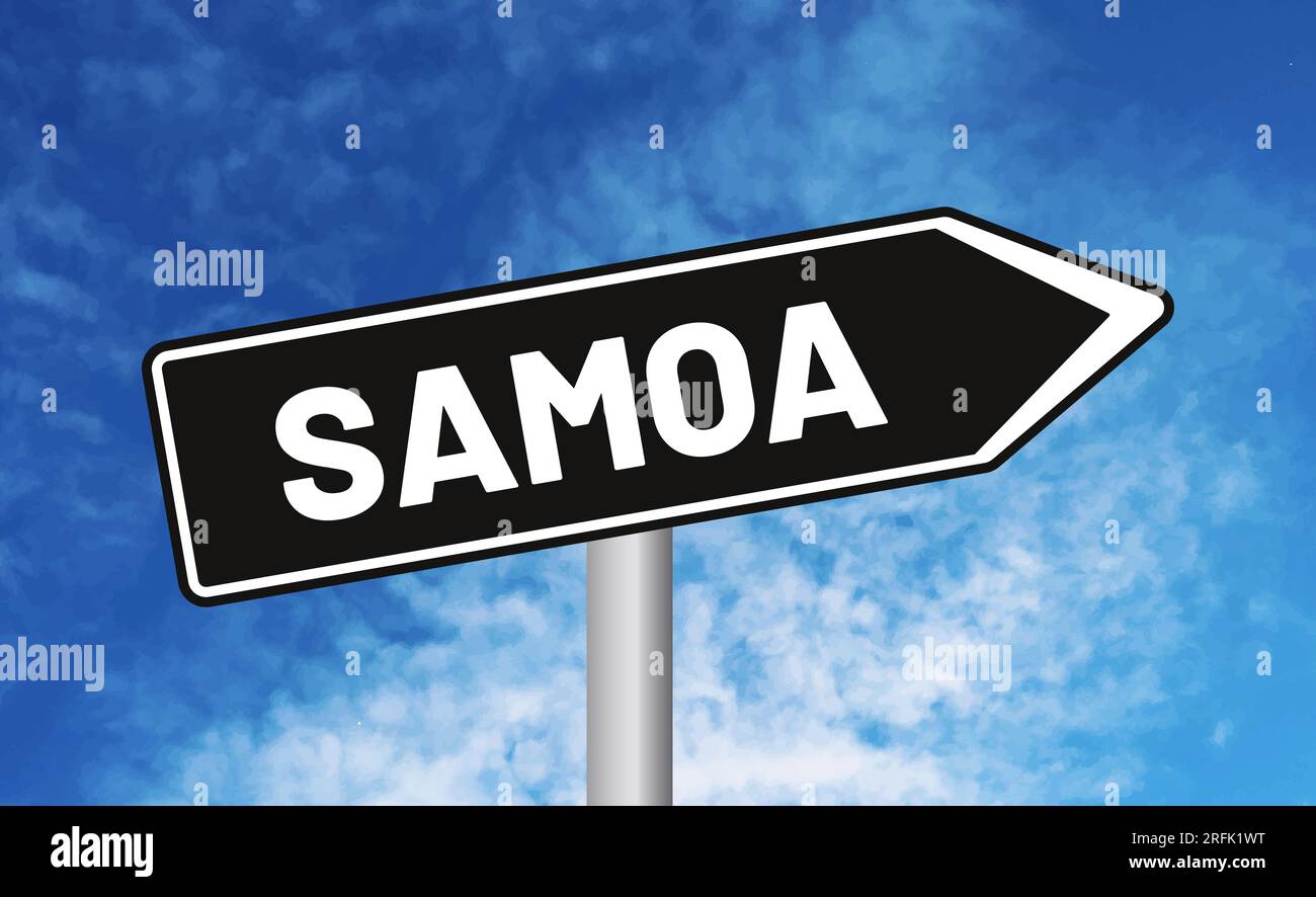 Samoa road sign on sky background Stock Photo - Alamy