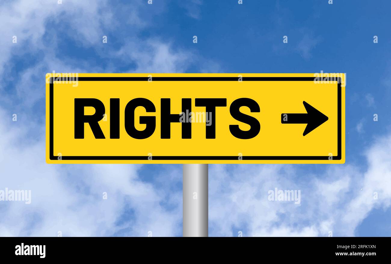 Rights road sign on blue sky background Stock Photo - Alamy