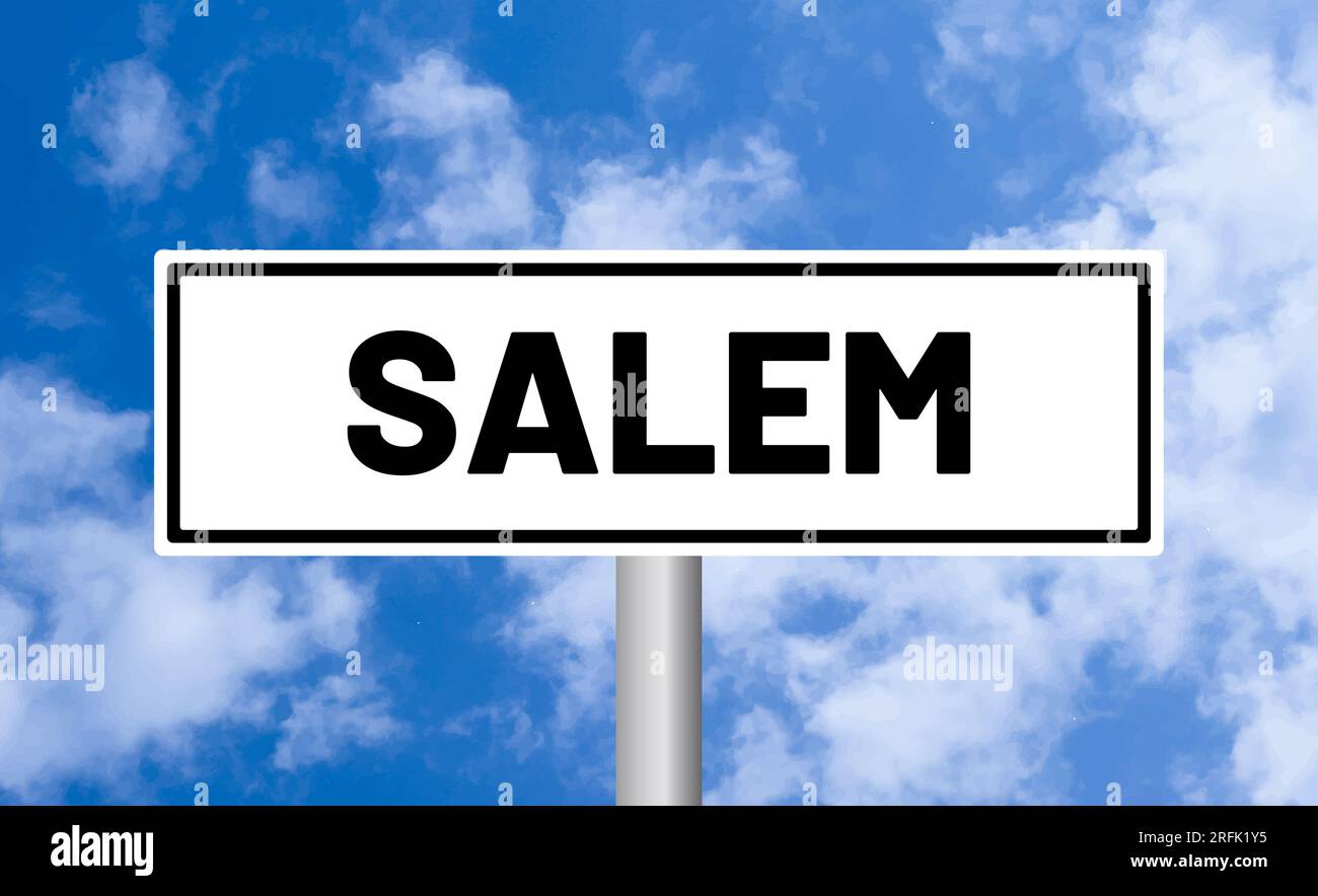 Salem road sign on cloudy sky background Stock Photo - Alamy