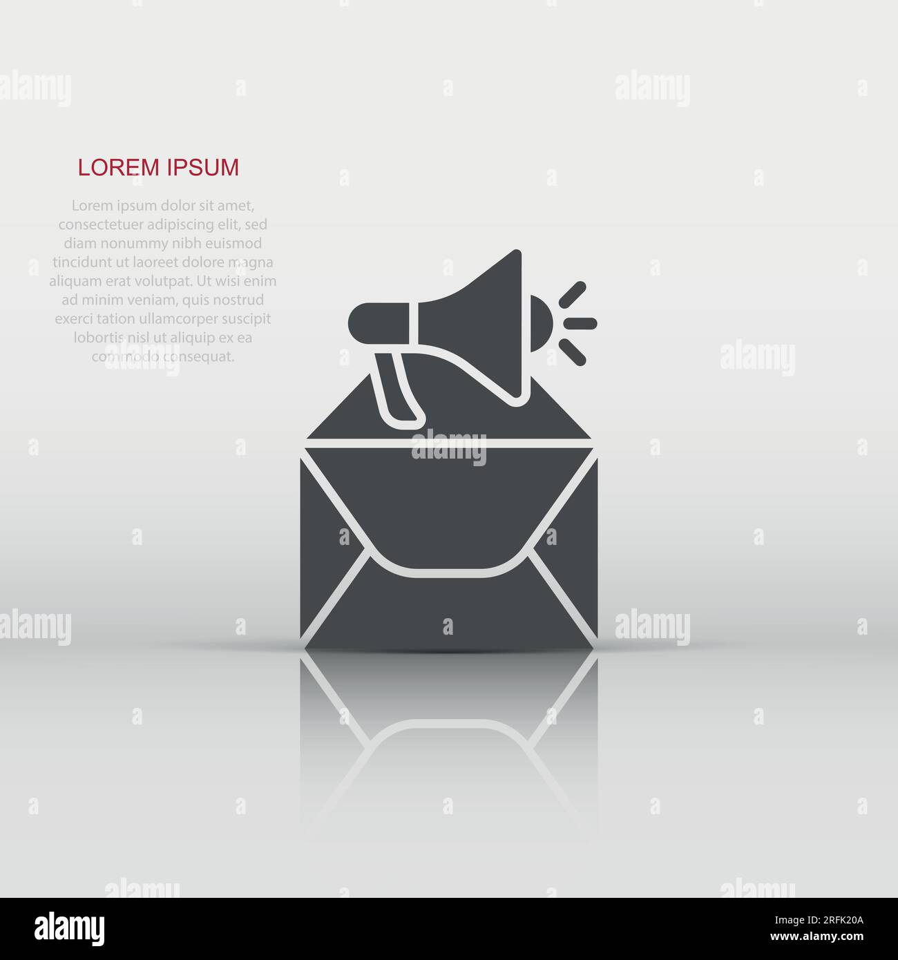 Envelope notification icon in flat style. Email with speaker vector ...