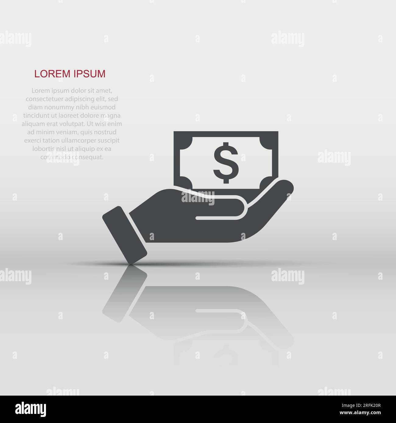Remuneration icon in flat style. Money in hand vector illustration on ...