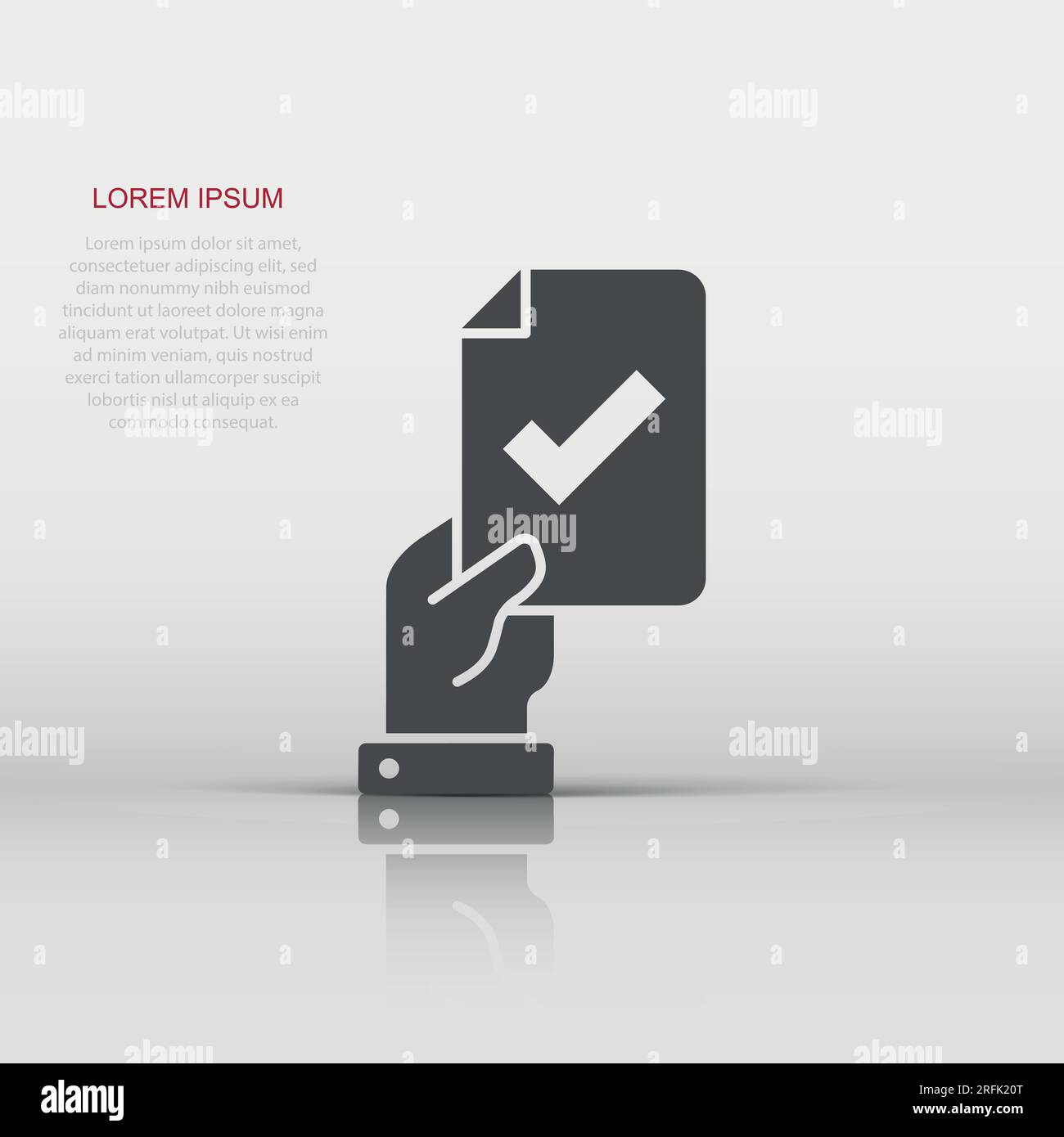 People hand with check mark icon in flat style. Accept vector ...