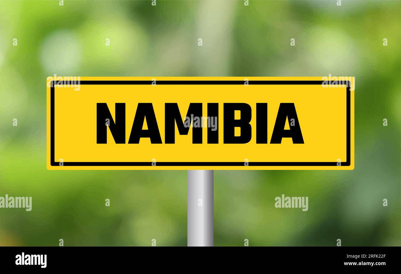 Namibia road sign on blur background Stock Photo - Alamy