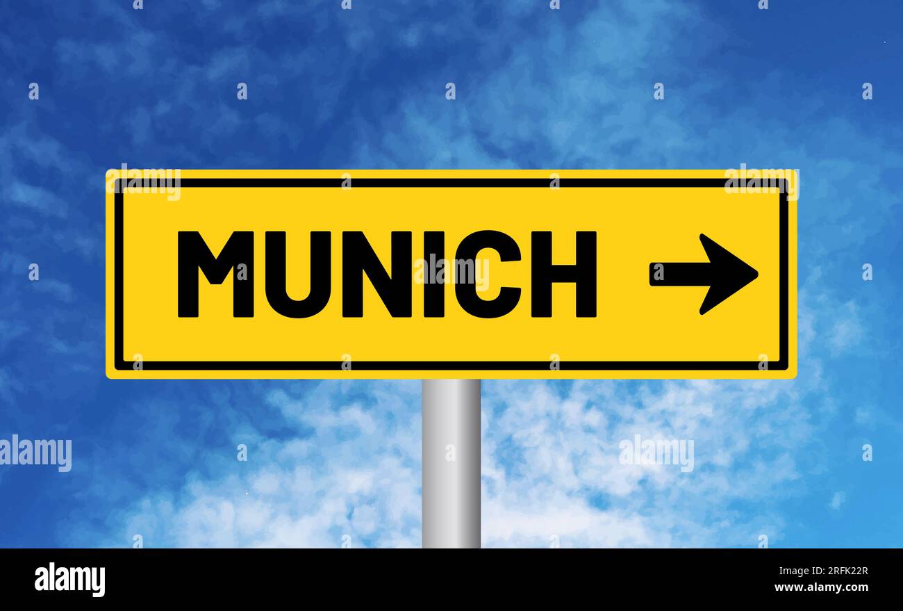Munich road sign on blue sky background Stock Photo - Alamy