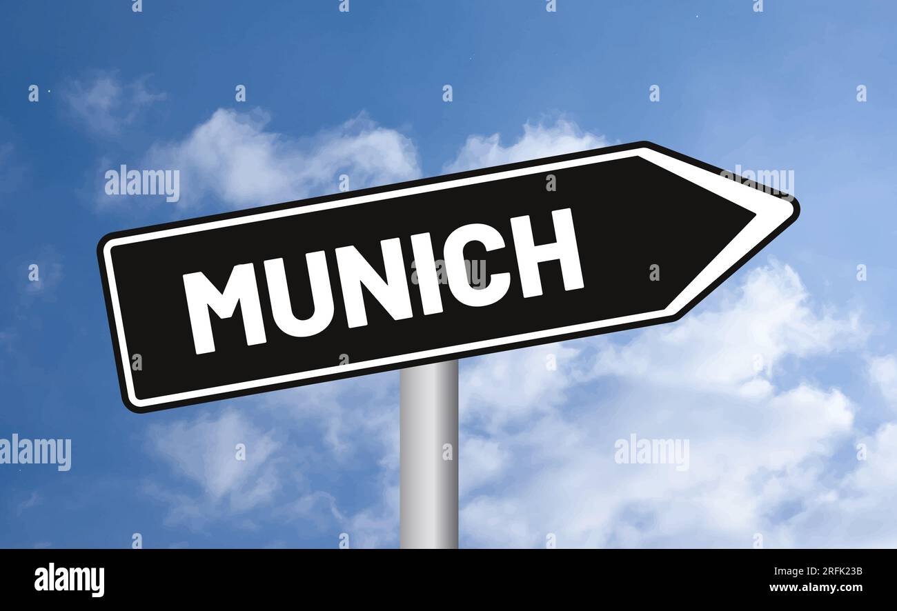 Munich road sign on blue sky background Stock Photo - Alamy