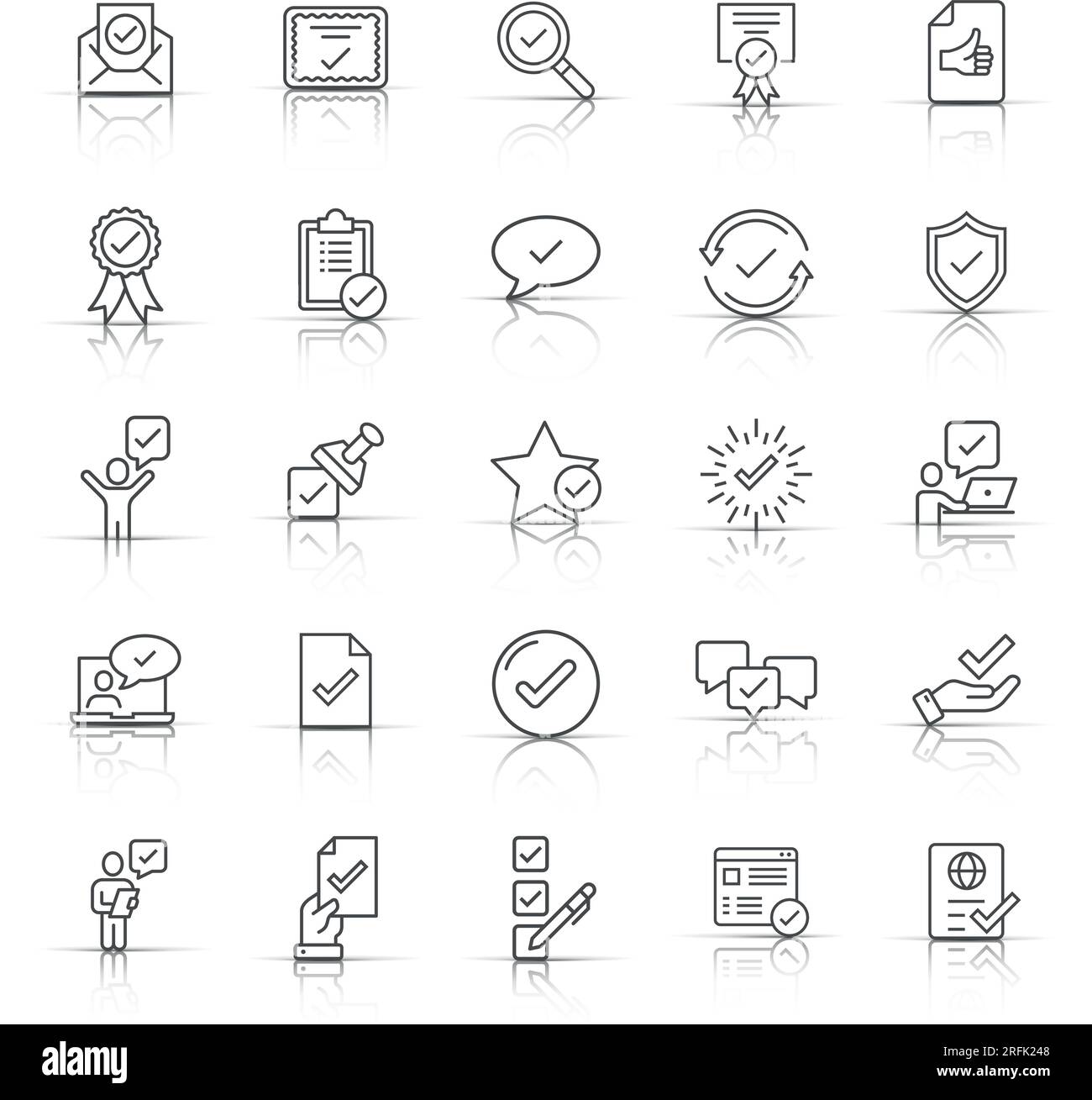 Approve icon set in flat style. Check mark vector illustration on white isolated background ...