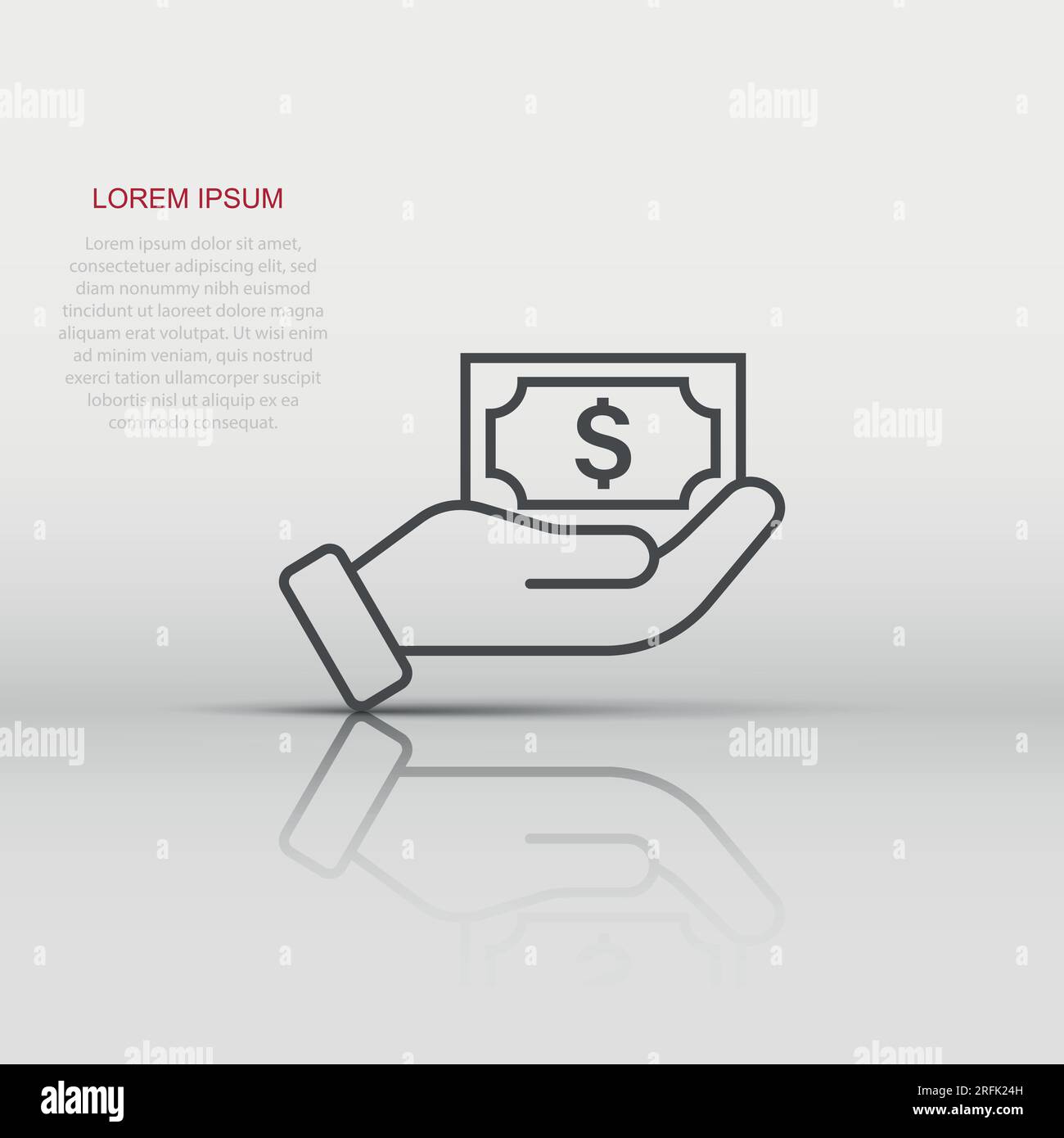 Remuneration icon in flat style. Money in hand vector illustration on ...