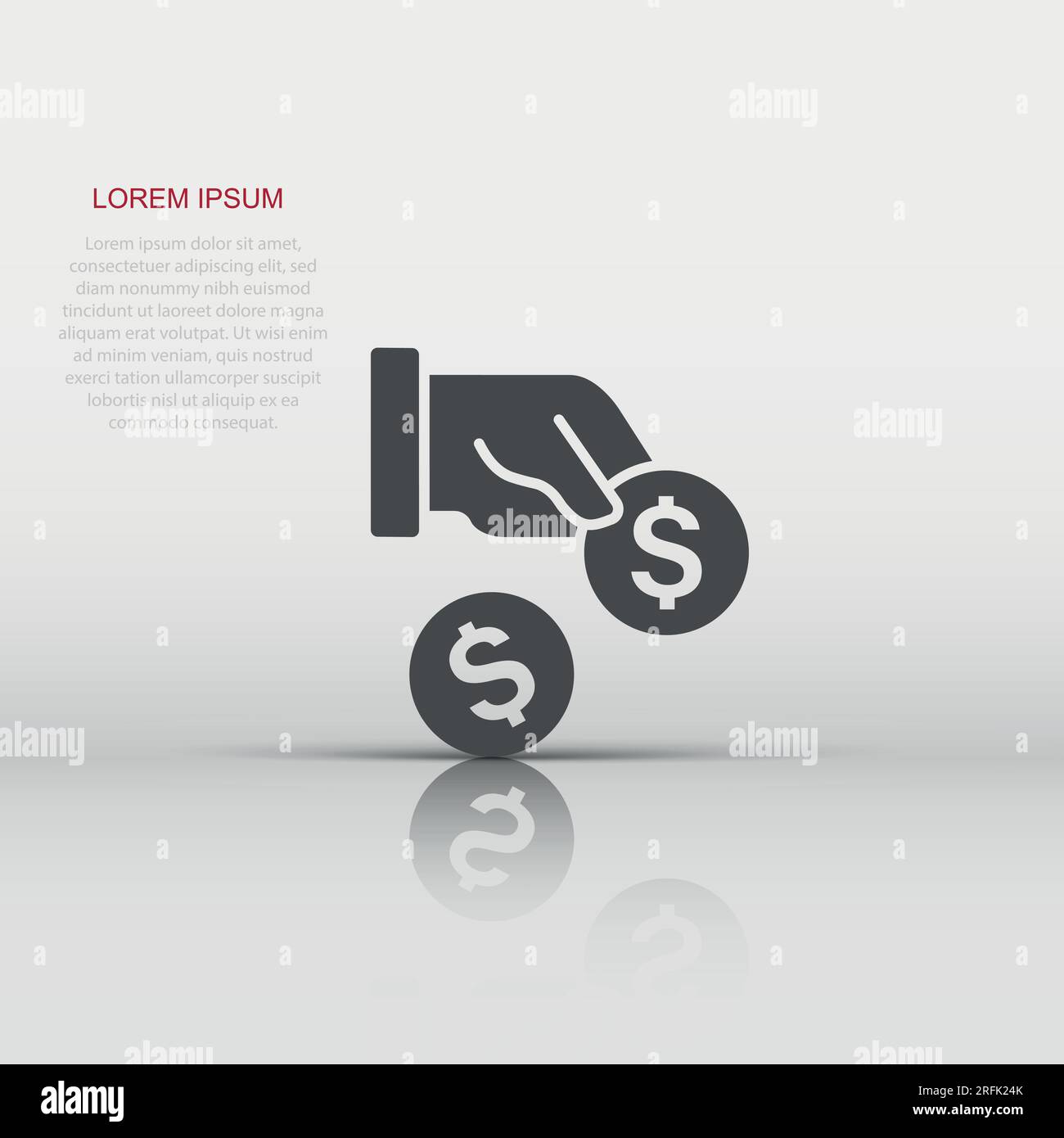 Remuneration icon in flat style. Money in hand vector illustration on ...