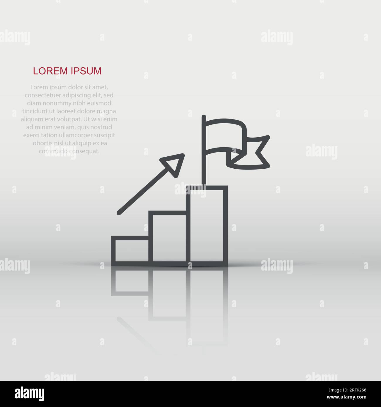 Stair with finish flag icon in flat style. Leadership challenge vector ...