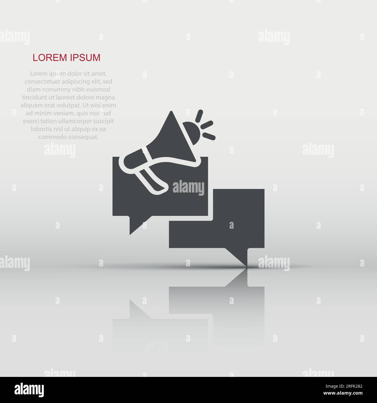 Speech bubble with megaphone icon in flat style. Dialogue box vector ...