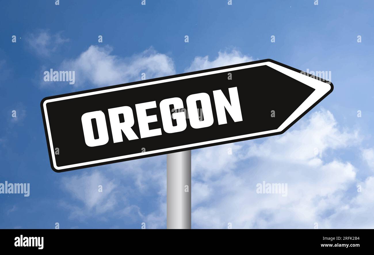 Oregon road sign on sky background Stock Photo - Alamy