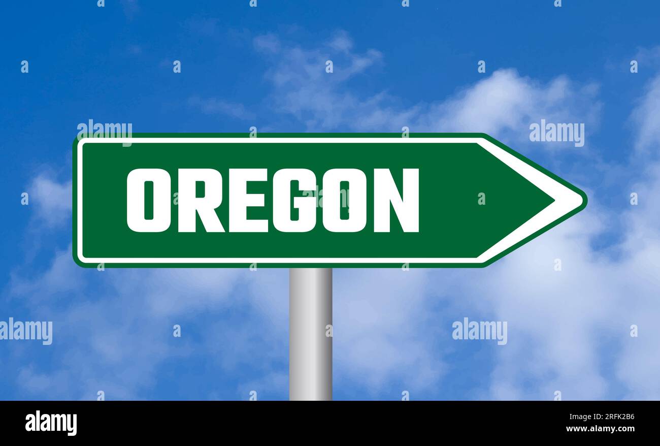 Oregon road sign on sky background Stock Photo - Alamy