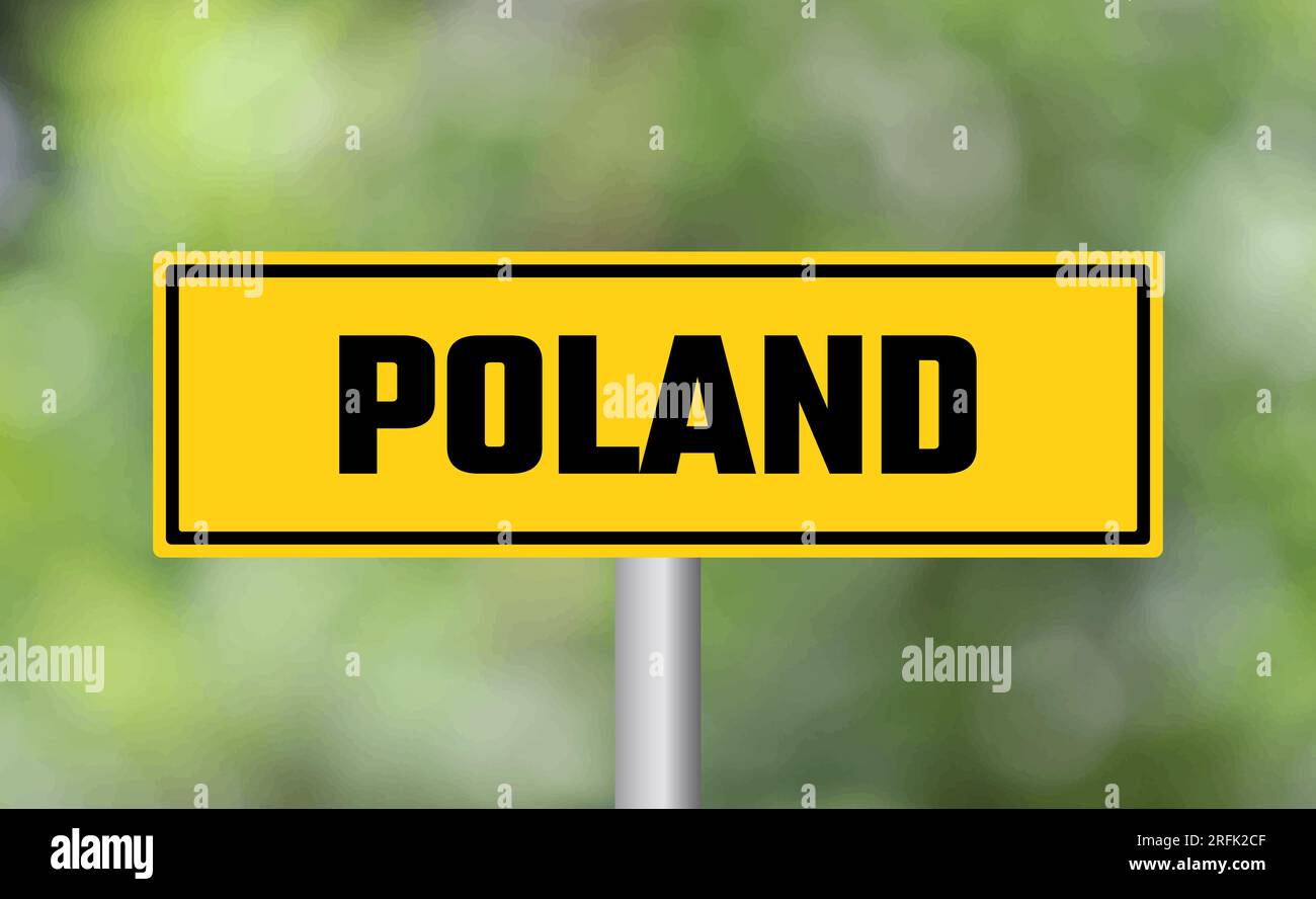 Poland road sign on blur background Stock Photo - Alamy