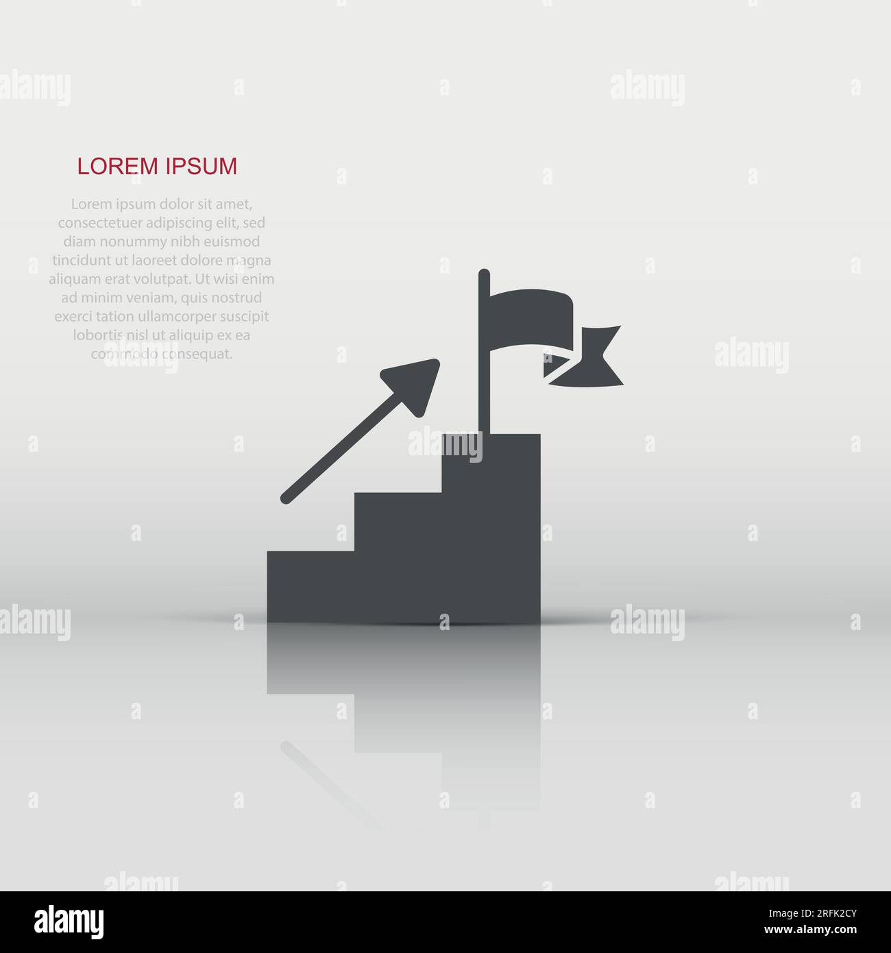 Stair with finish flag icon in flat style. Leadership challenge vector ...