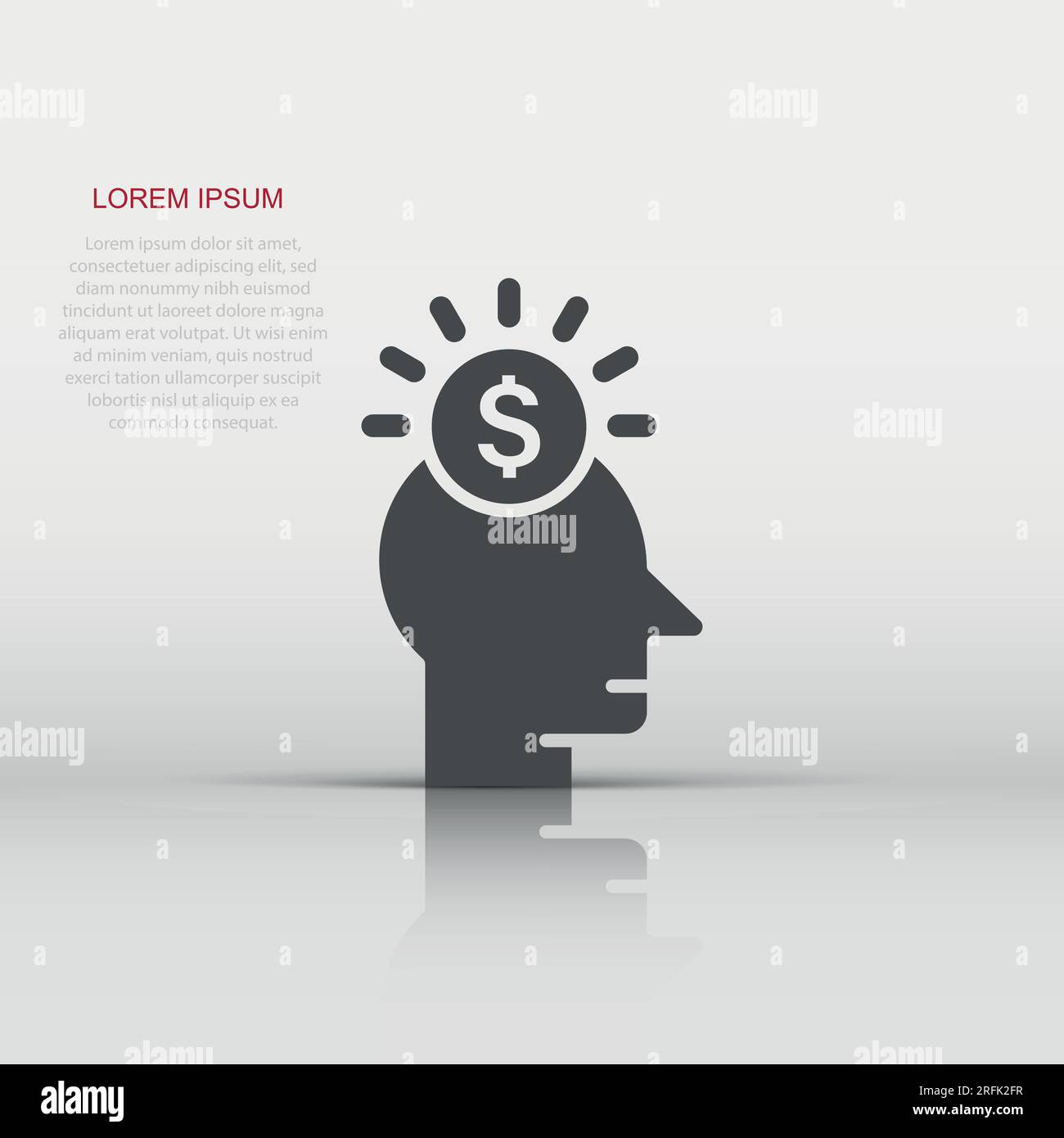 Human head with money icon in flat style. Career progress vector ...
