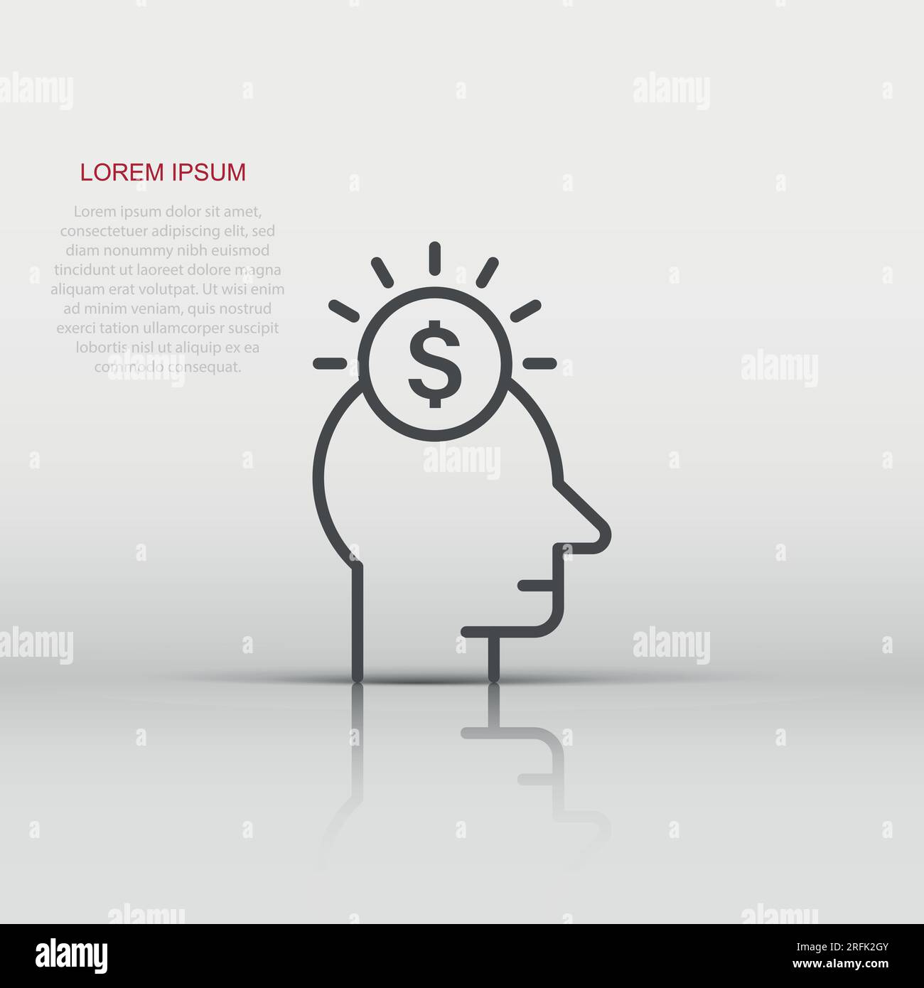 Human head with money icon in flat style. Career progress vector ...