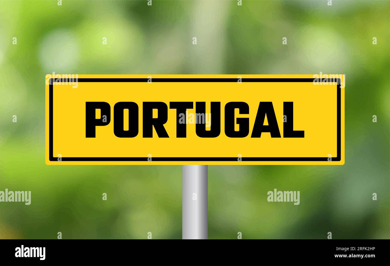 Portugal road sign on blur background Stock Photo - Alamy