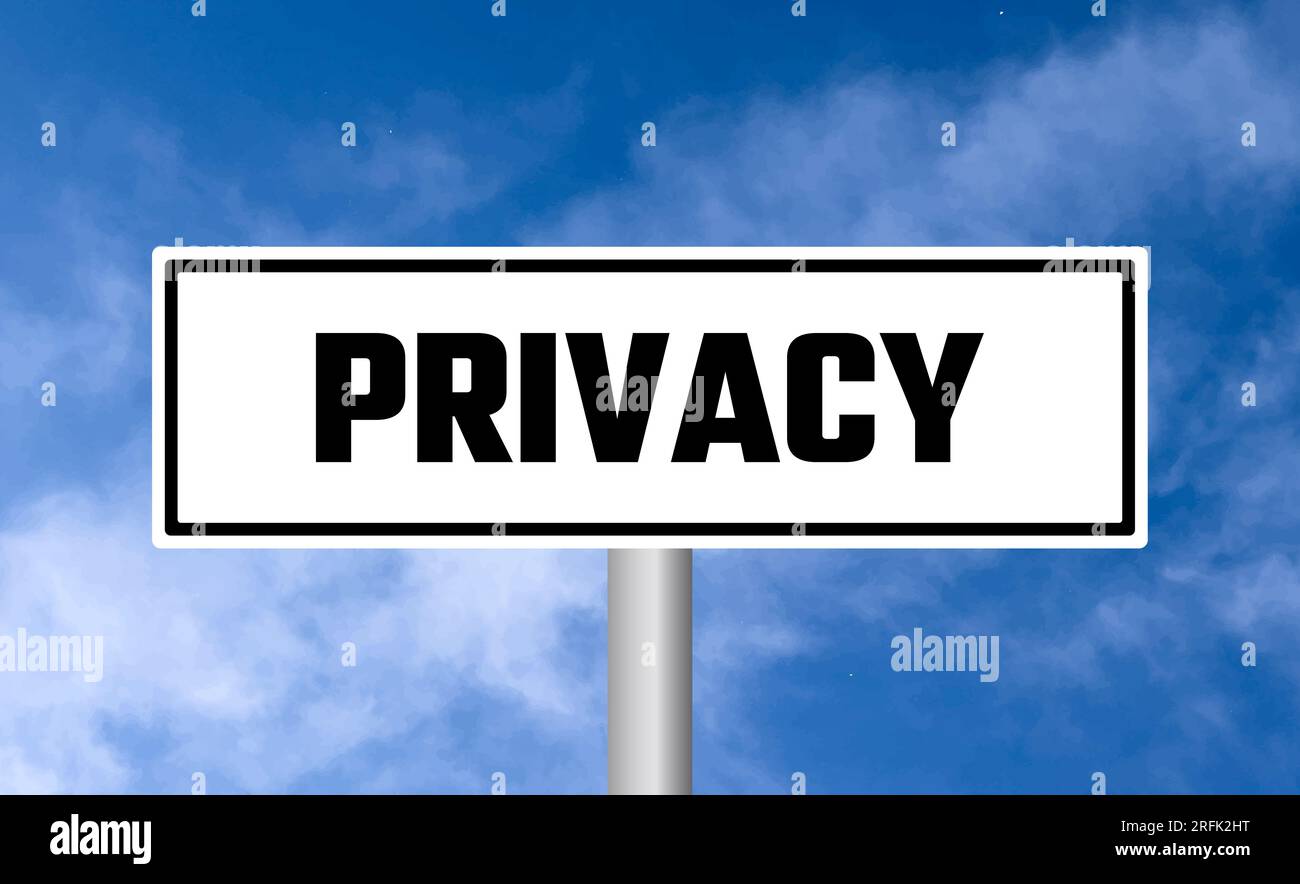 Privacy road sign on sky background Stock Photo - Alamy