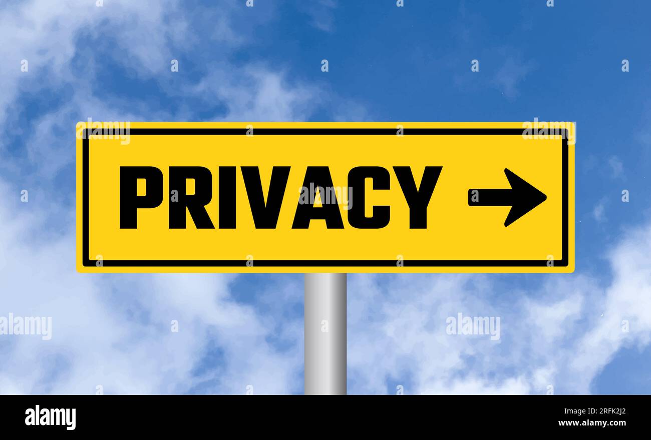 Privacy road sign on sky background Stock Photo - Alamy