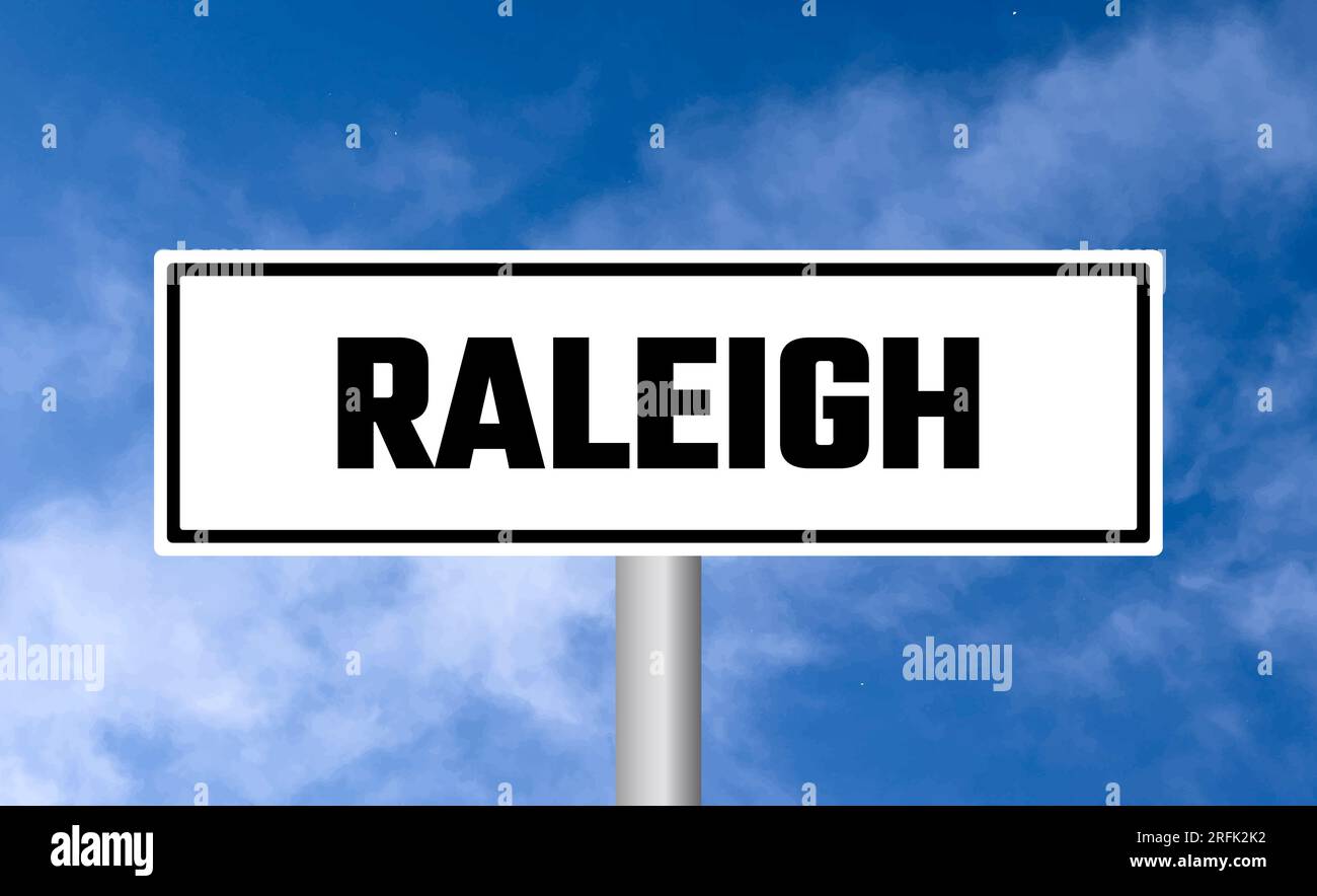 Raleigh road sign on cloudy sky background Stock Photo - Alamy