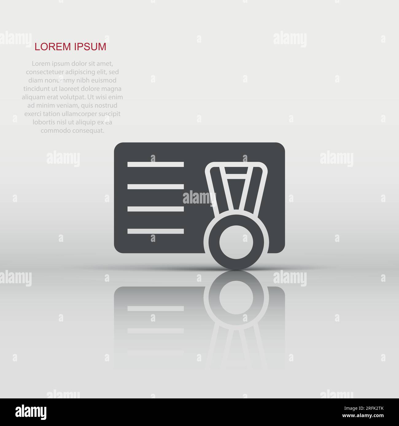 Vip card with medal icon in flat style. Document award trophy vector ...