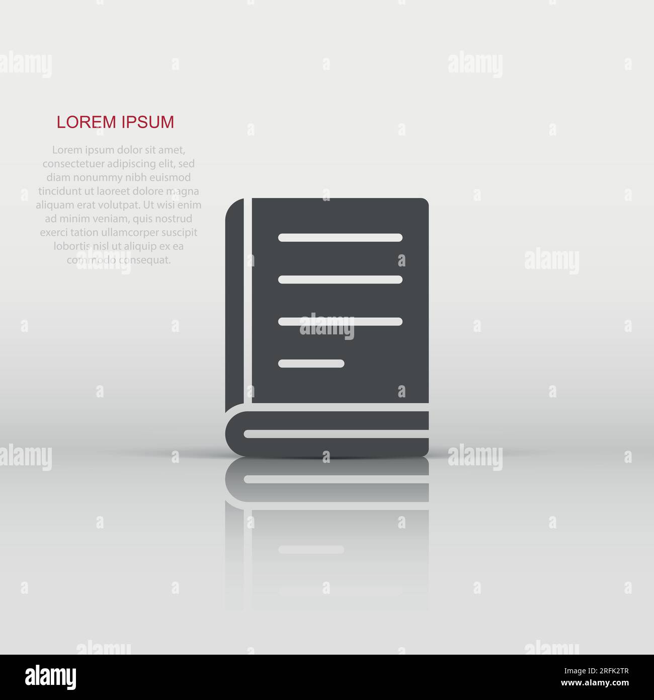 Document book icon in flat style. Paper sheet vector illustration on ...