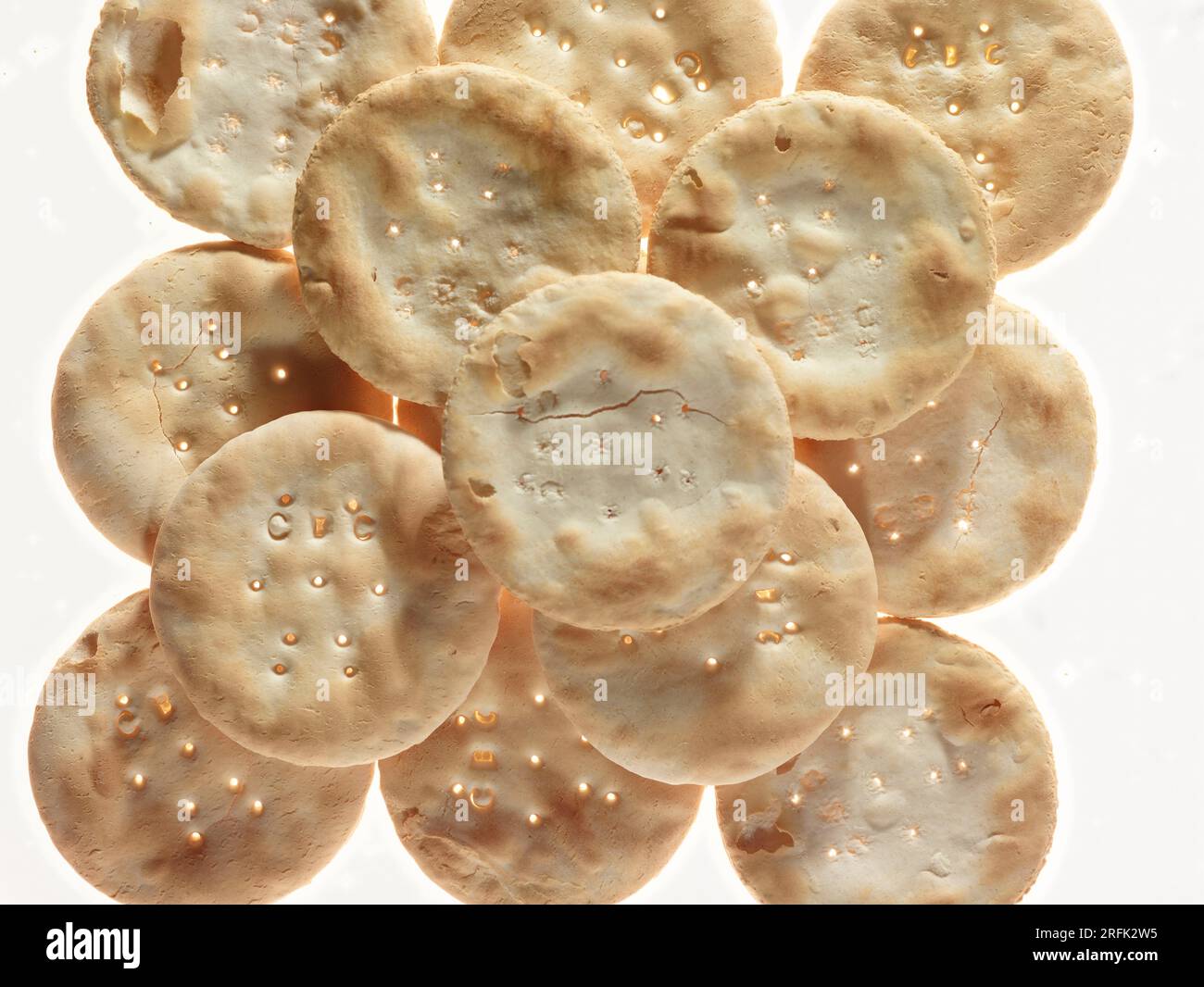 Classic close up food still life of Water biscuits - clean and crisp ...