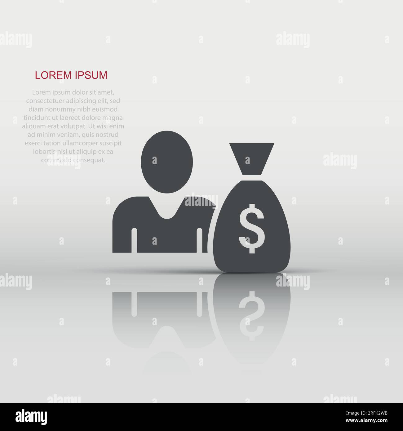 People with money bag icon in flat style. Businessman bag vector ...