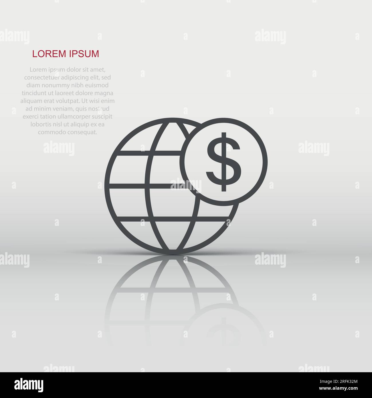 Global business icon in flat style. Money transaction vector ...
