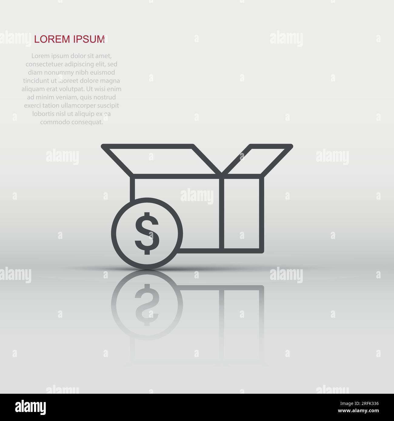 Shipping box with dollar icon in flat style. Container vector ...