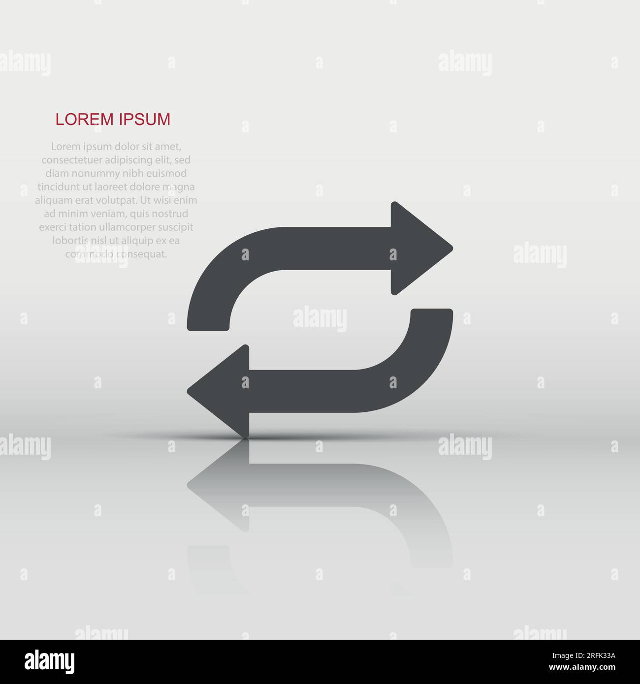 Arrow rotation icon in flat style. Sync action vector illustration on ...