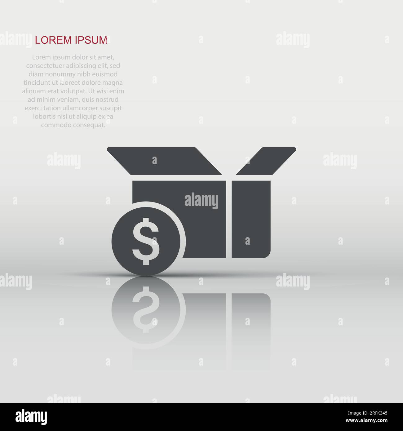 Shipping box with dollar icon in flat style. Container vector ...