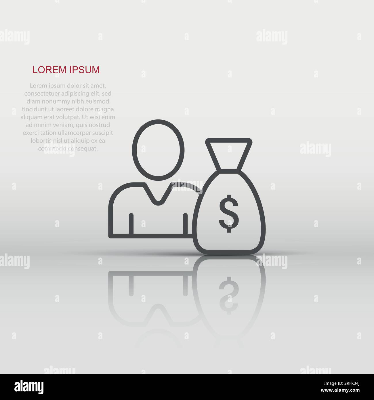 People with money bag icon in flat style. Businessman bag vector ...