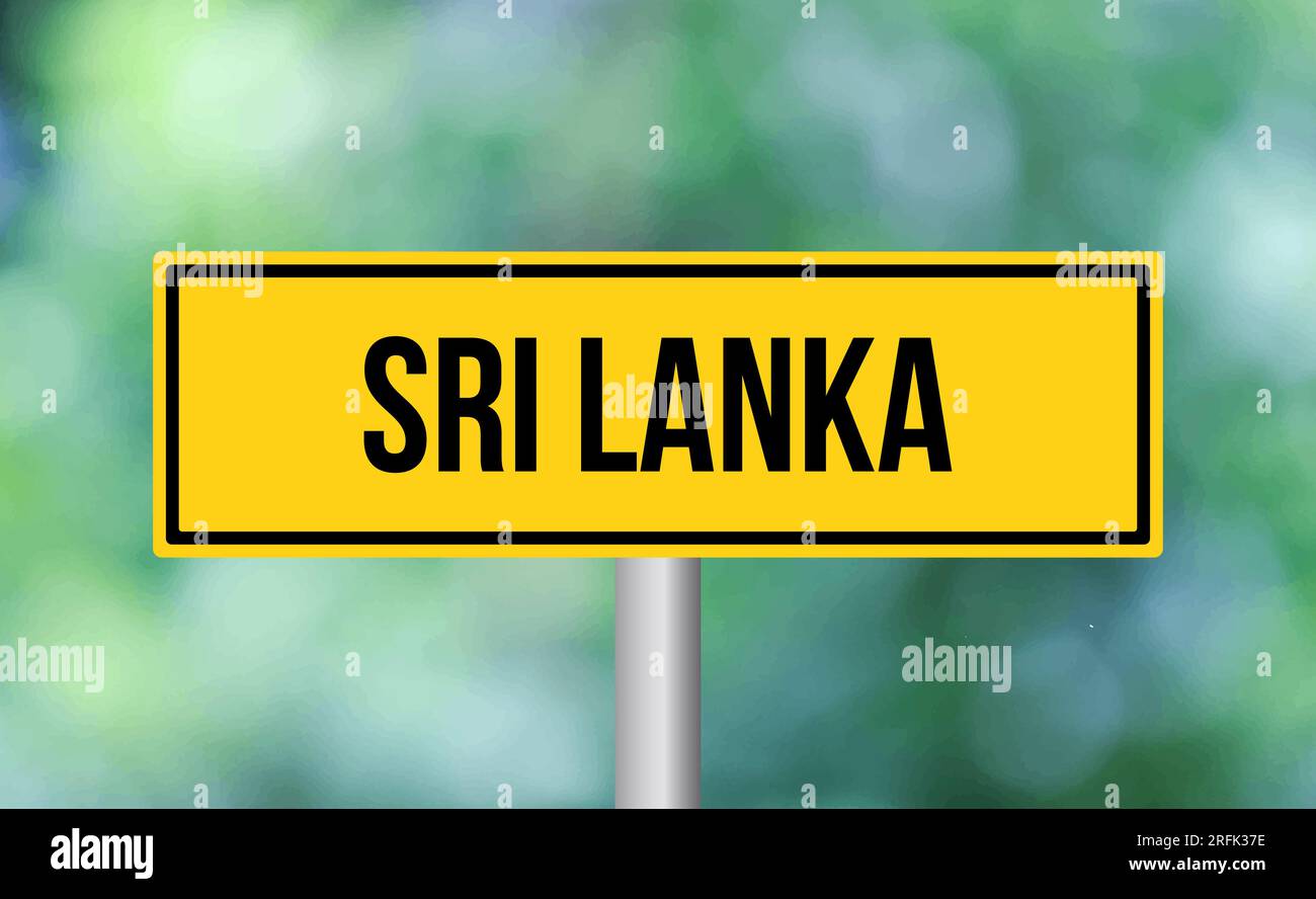 Sri lanka road sign on blur background Stock Photo - Alamy