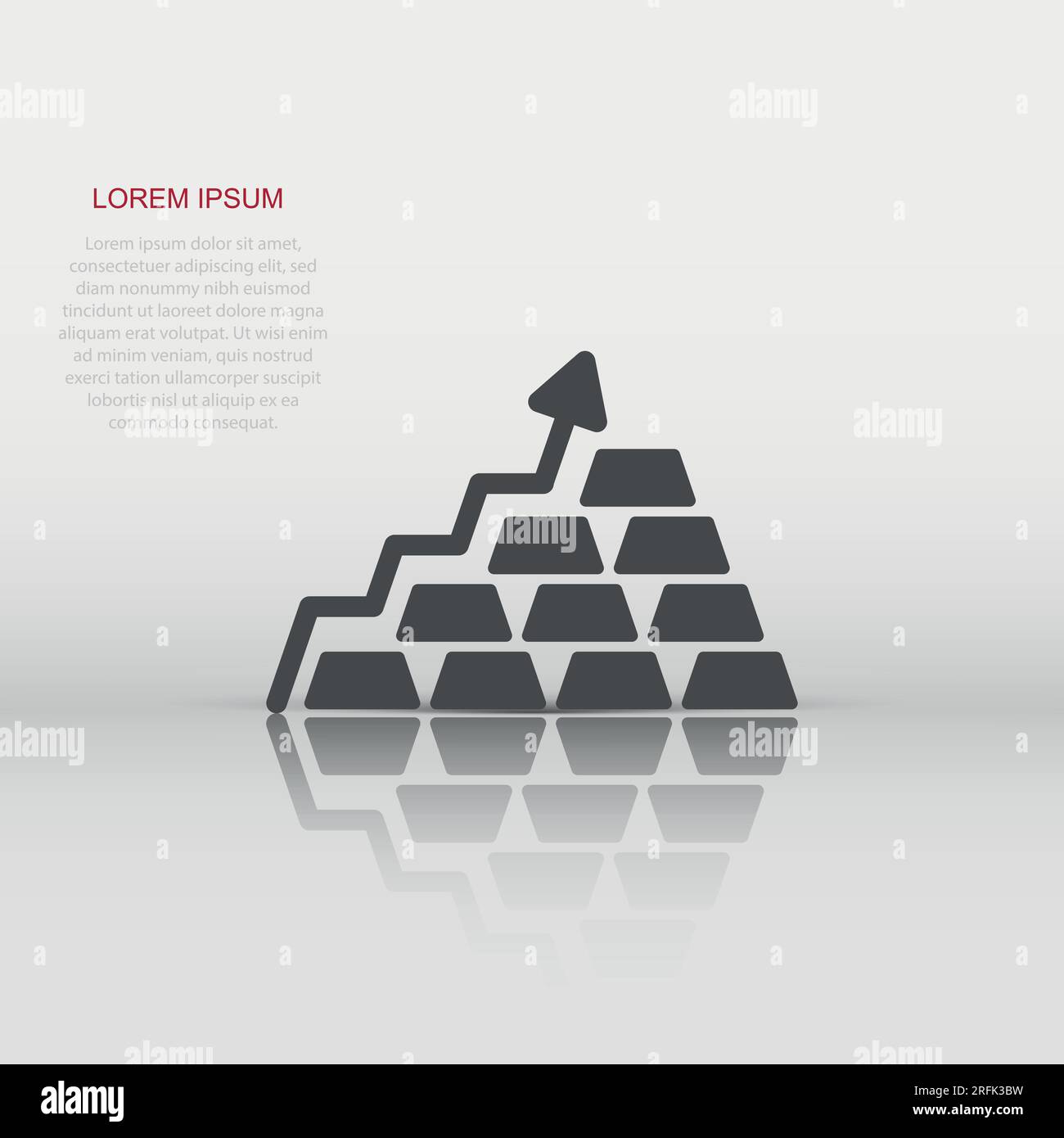 Gold stack price increase icon in flat style. Silver brick diagram ...