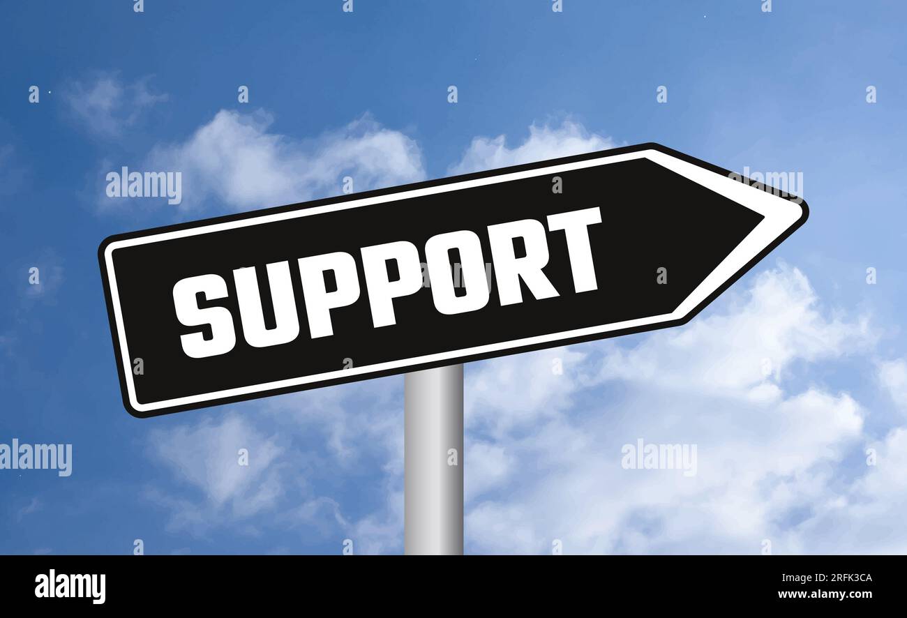 Support road sign on cloudy sky background Stock Photo - Alamy