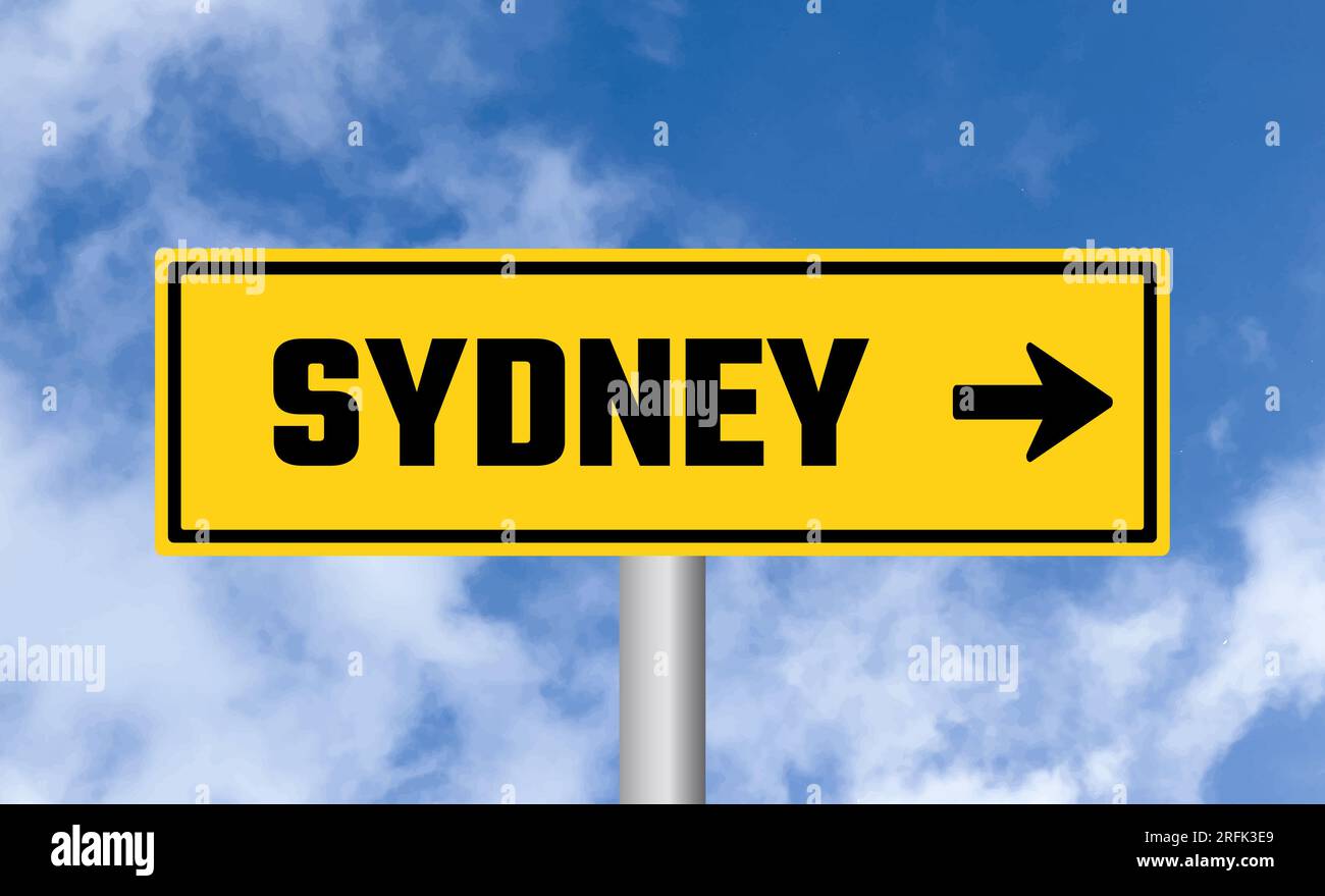 Sydney road sign on sky background Stock Photo - Alamy