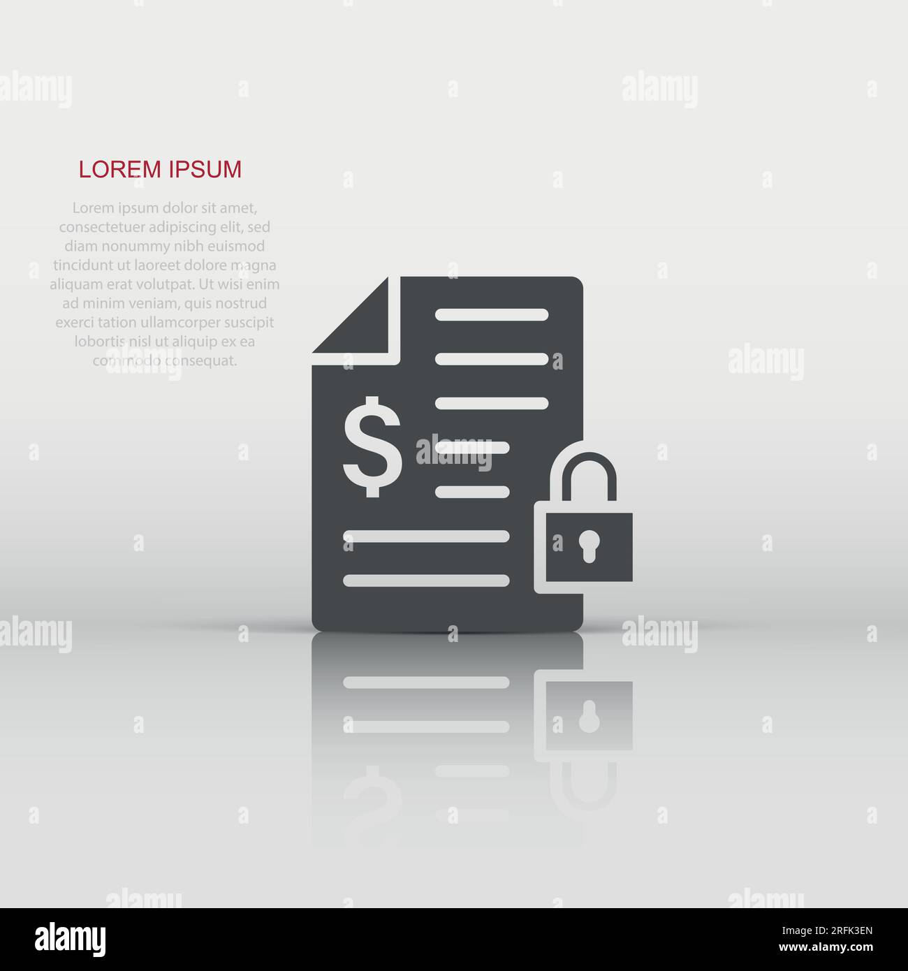 Financial statement icon in flat style. Document with lock vector ...