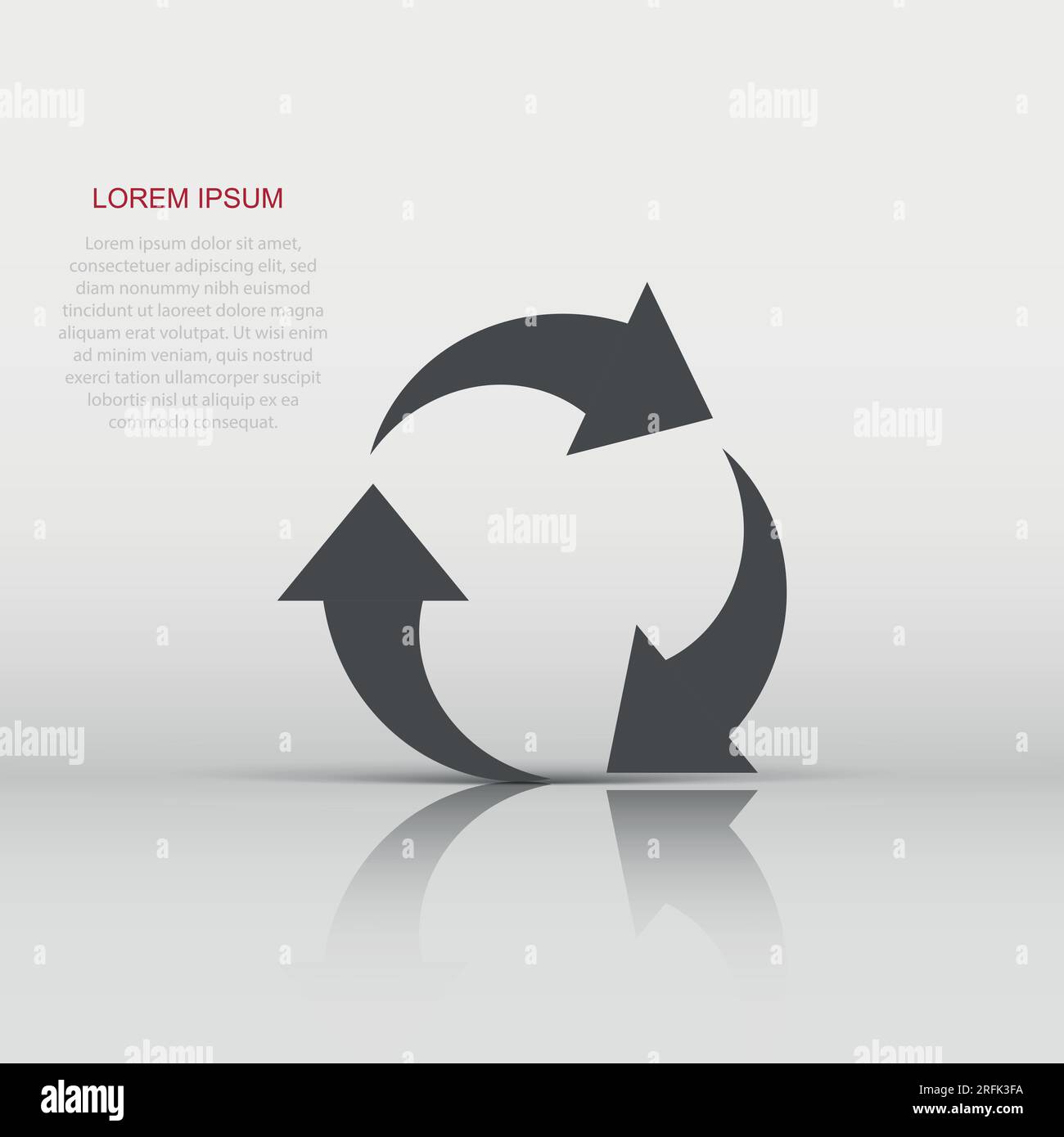 Recycle icon in flat style. Reuse vector illustration on white isolated ...