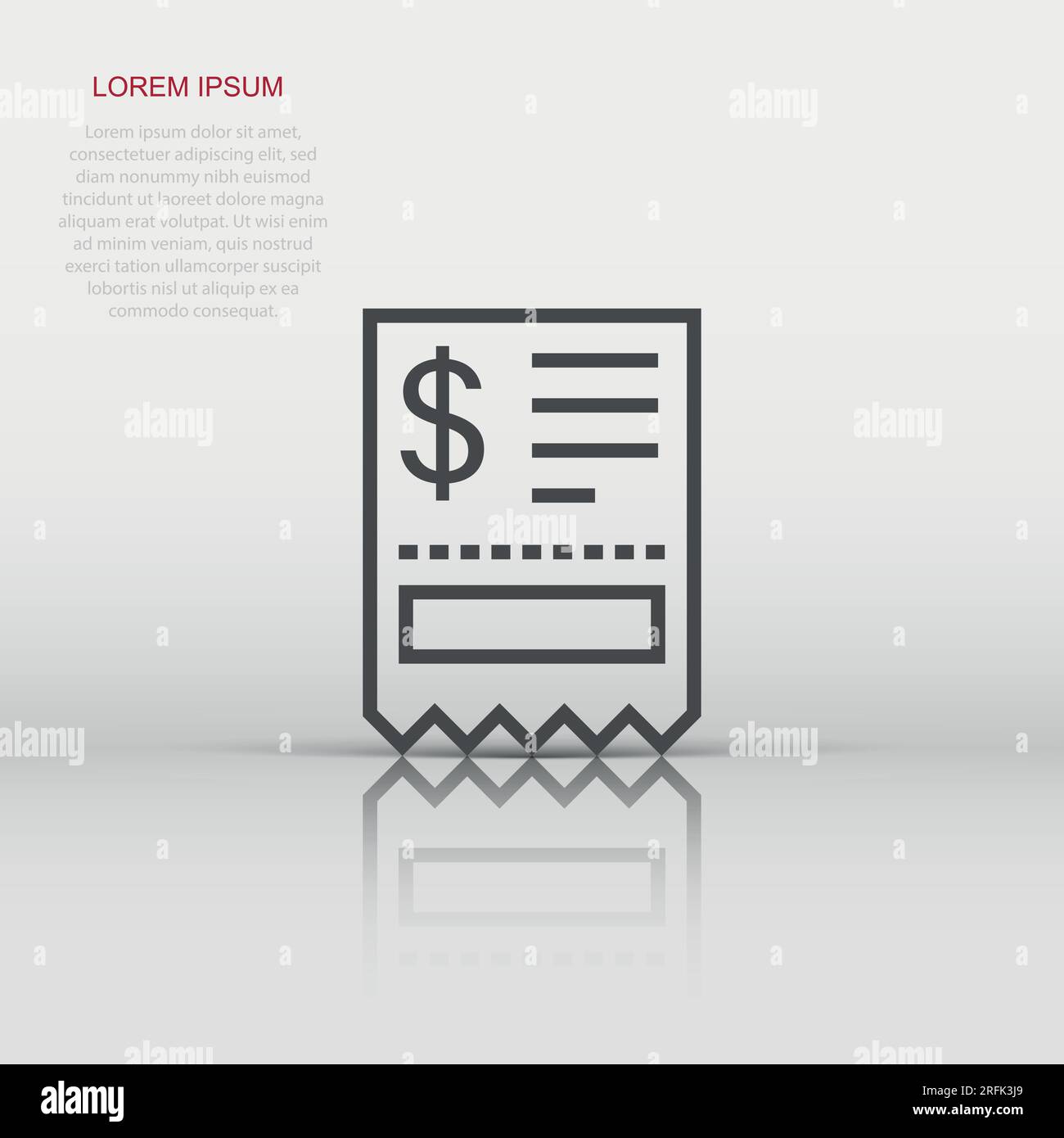 Money check icon in flat style. Checkbook vector illustration on white ...