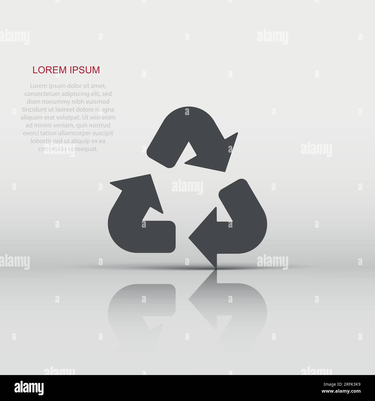 Recycle icon in flat style. Reuse vector illustration on white isolated ...