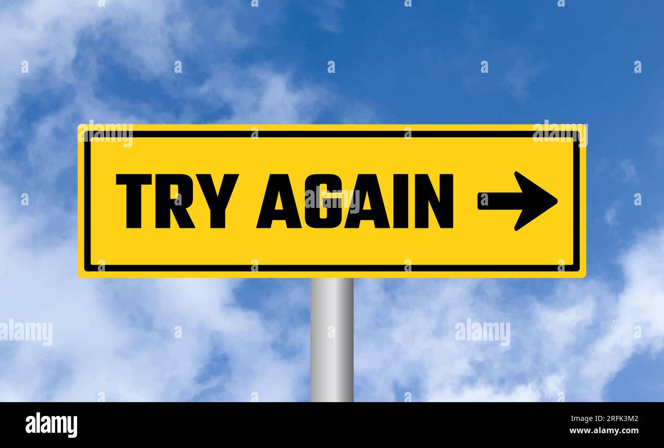 Try again road sign on sky background Stock Photo - Alamy