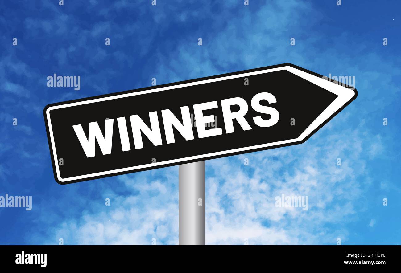 Winners road sign on blue sky background Stock Photo - Alamy