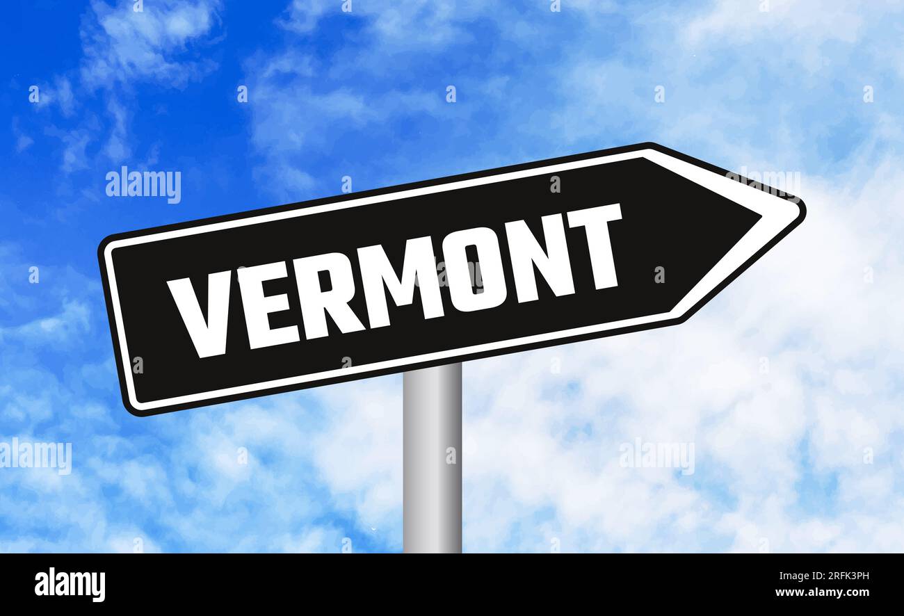 Vermont road sign on blue sky background Stock Photo - Alamy