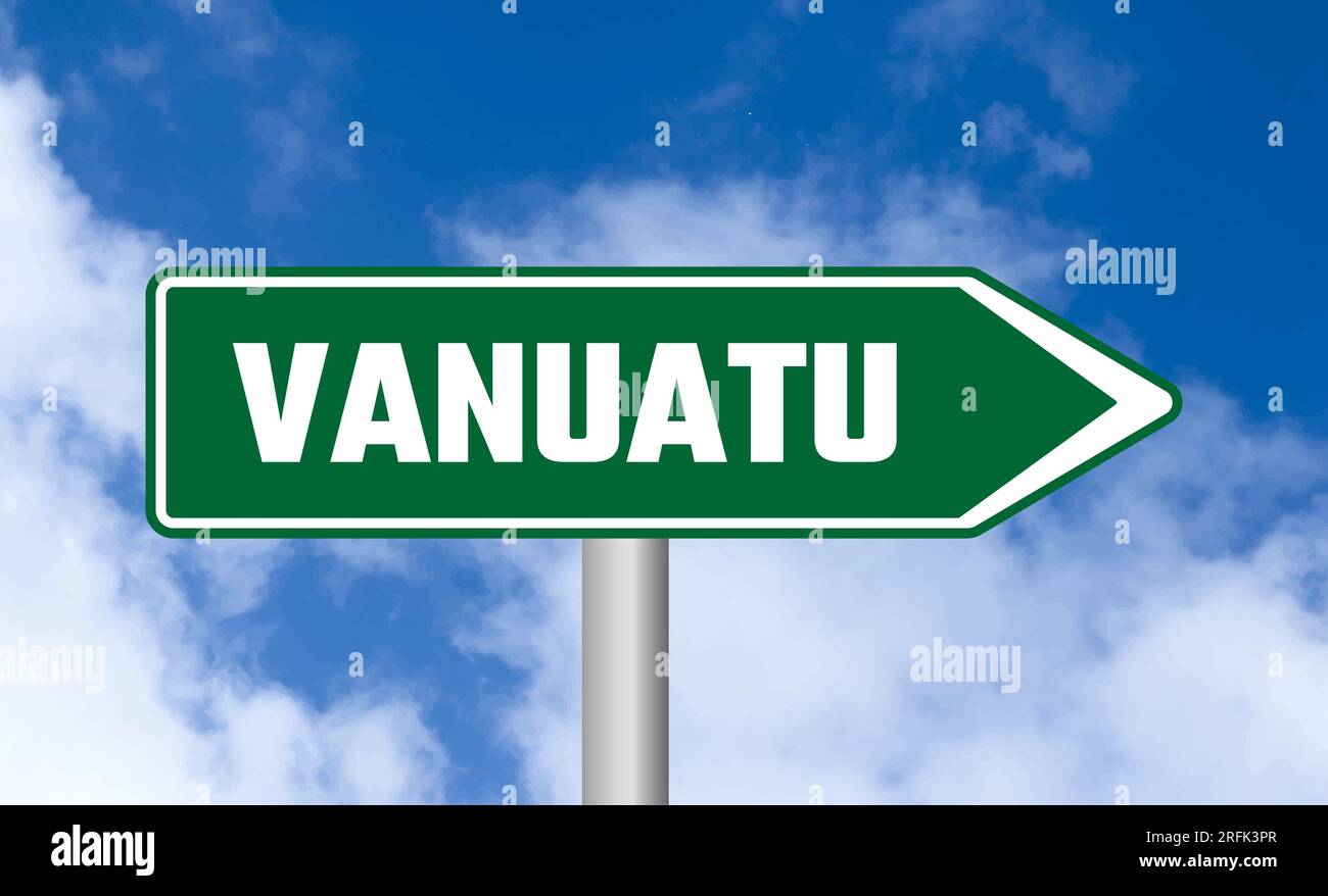 Vanuatu road sign on sky background Stock Photo - Alamy